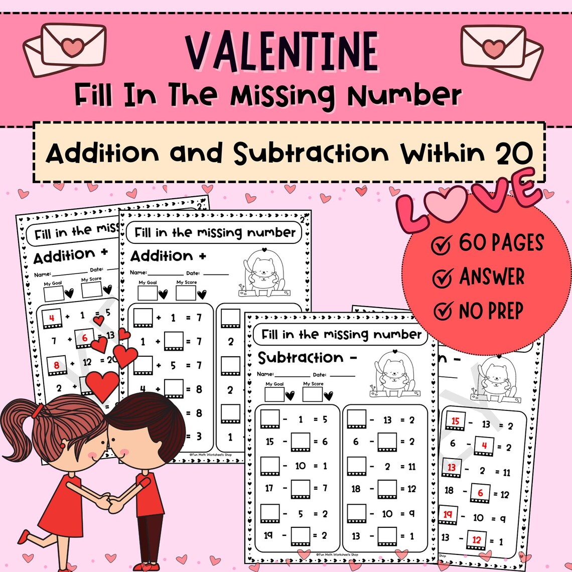 60 Printable Addition and Subtraction Fill in the Blanks Worksheets ...