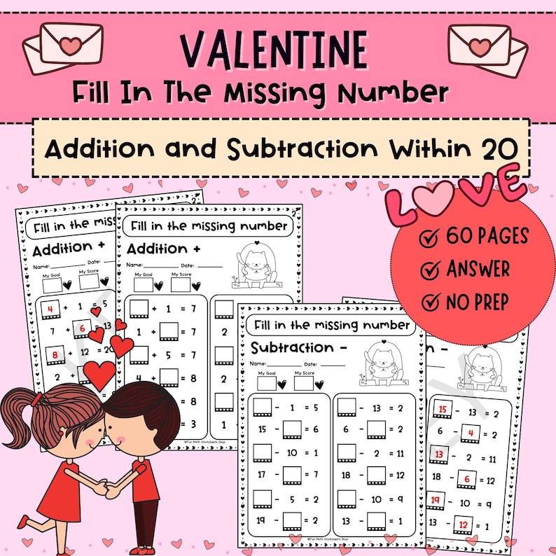 60 Printable Addition and Subtraction Fill in the Blanks Worksheets ...