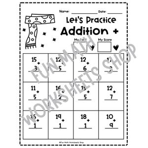 Winter Math Worksheets: Addition & Subtraction to 20 (PDF) - Etsy