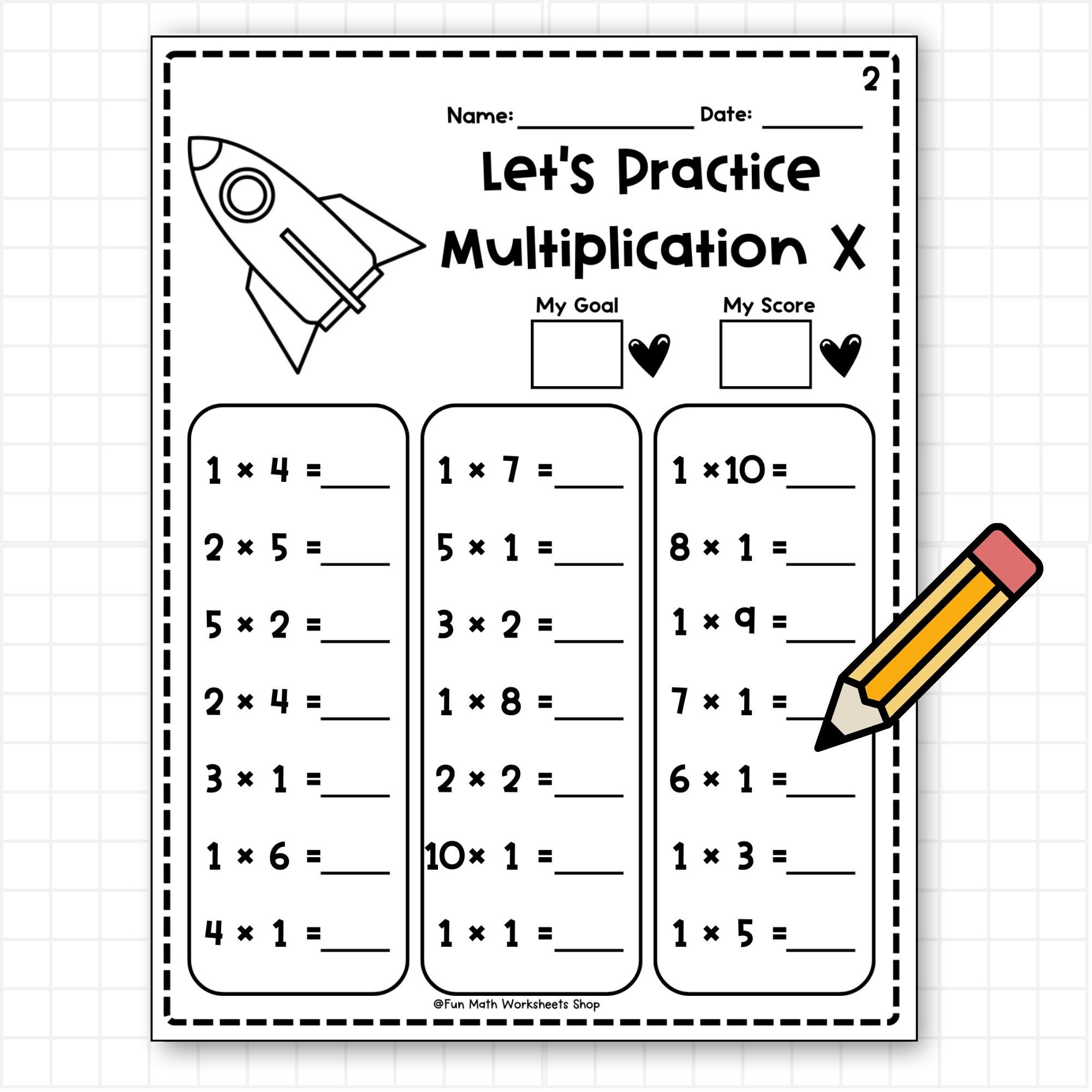 Spaceship Multiplication Worksheets: Math Drills, Times Table (PDF) - Etsy