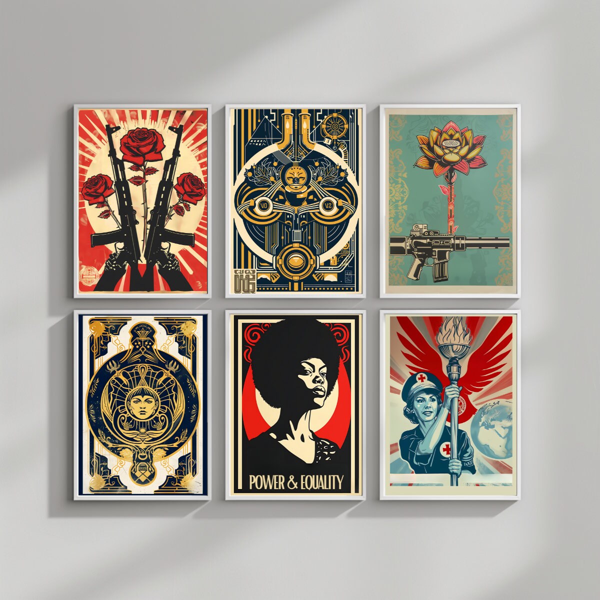 Bundle of 25 Shepard Fairey Inspired Posters Wall Art Printable Designs ...