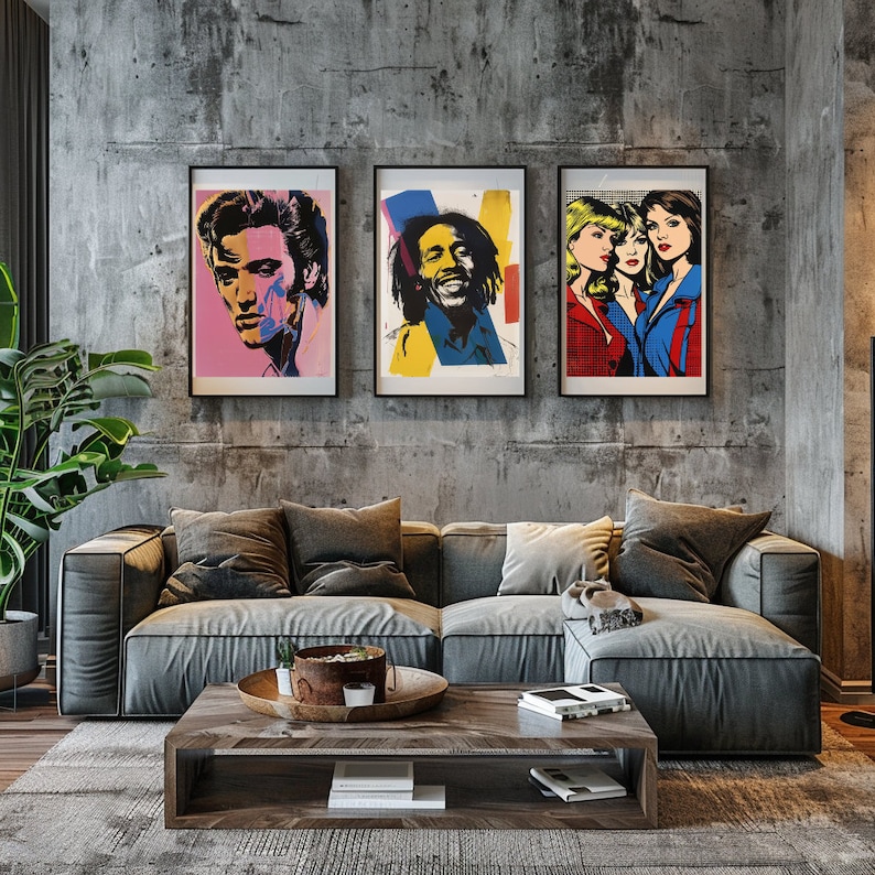 120-pack of Printable Designs in Pop-art Style Musicians of 20th ...