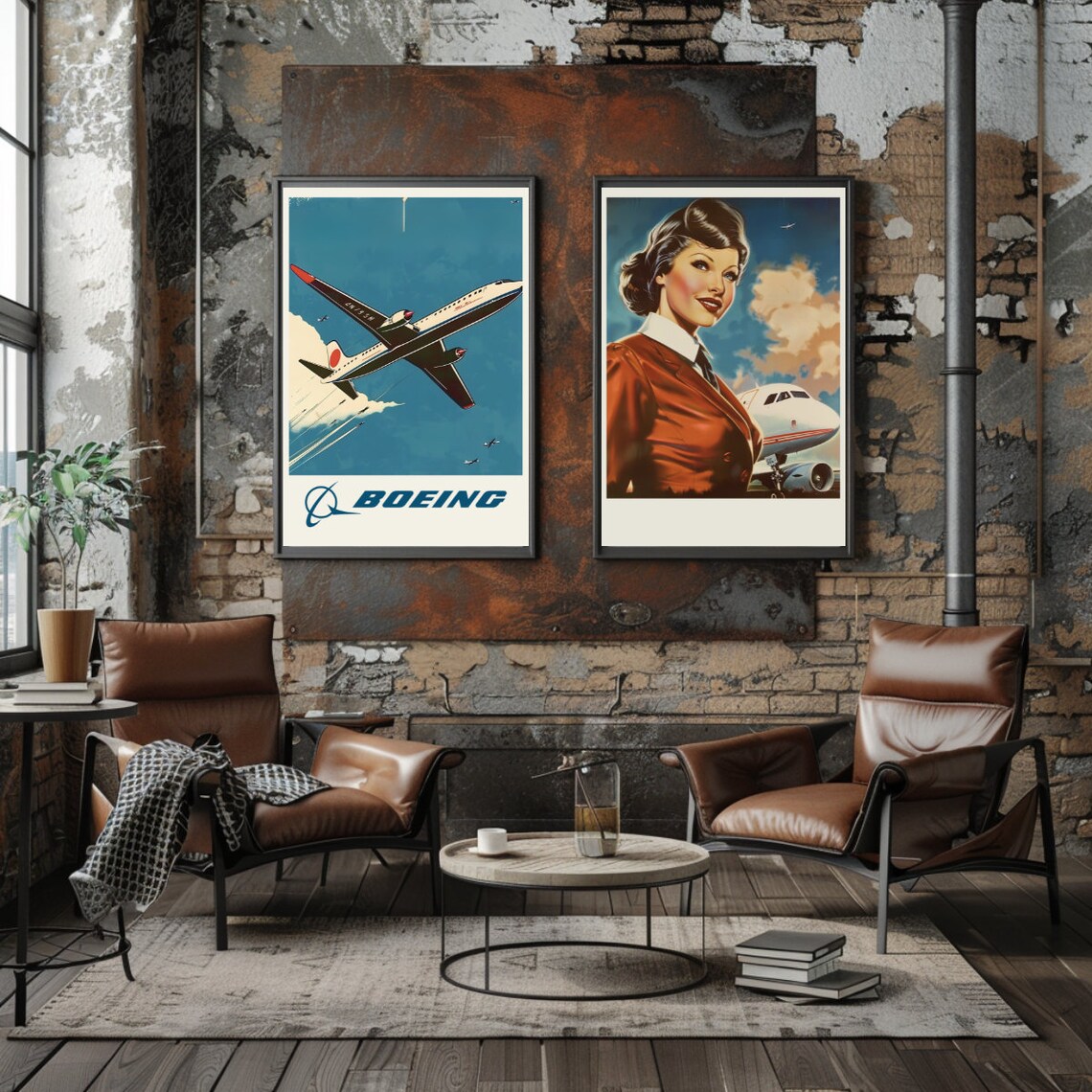 Retro Aviation Poster Bundle: 20 Premium Vintage Prints Inspired by Mid ...