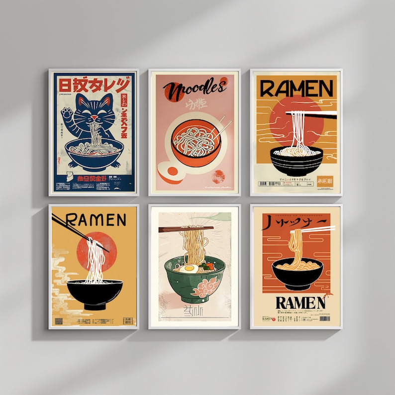 Ramen Poster Bundle for Kitchen and Restaurant Décor - 25 Premium Art ...