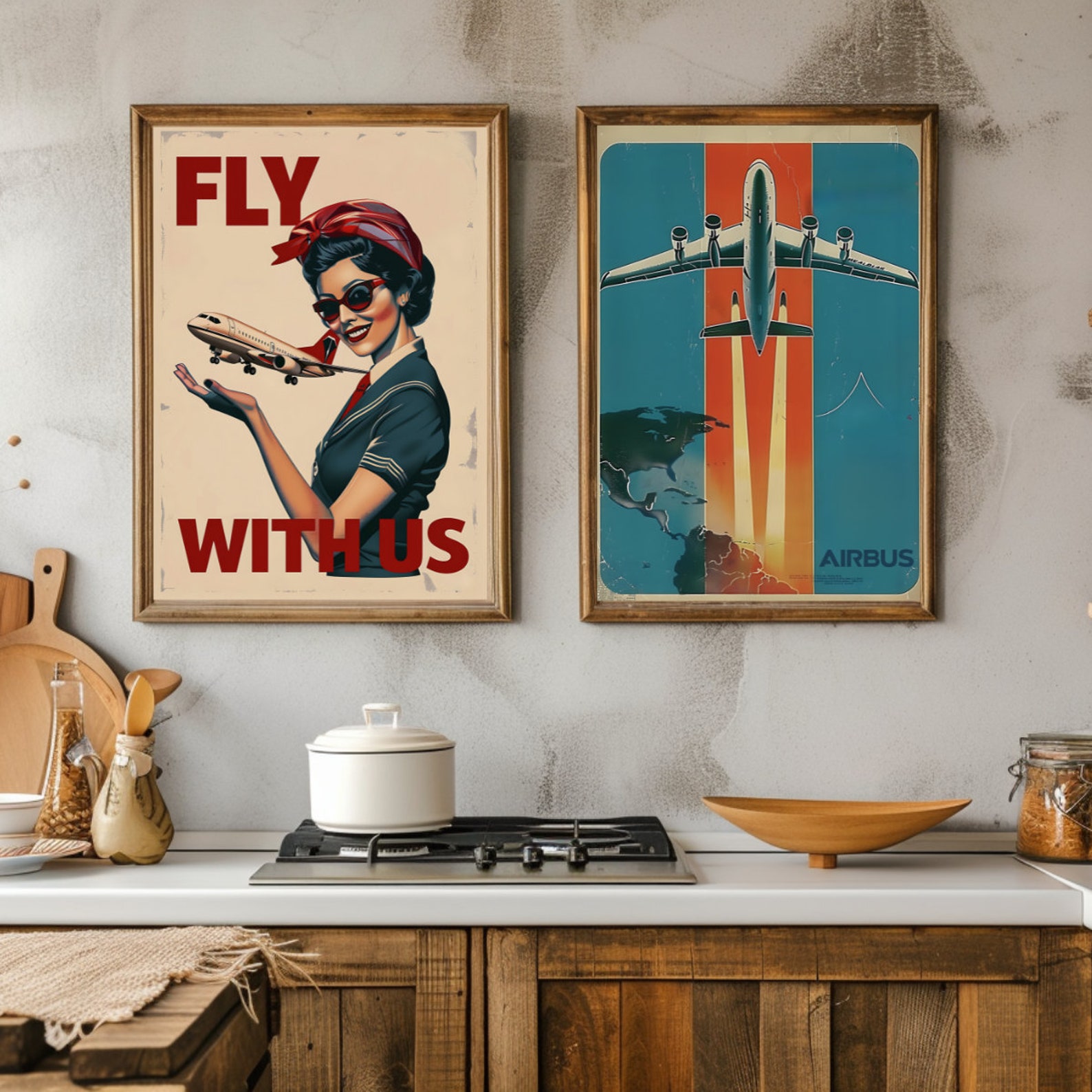 Retro Aviation Poster Bundle: 20 Premium Vintage Prints Inspired by Mid ...