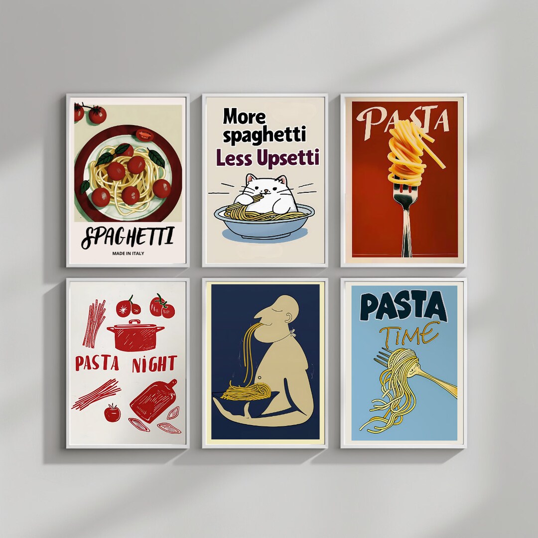 Pasta Poster Bundle for Kitchen and Restaurant Décor - 25 Premium Art ...