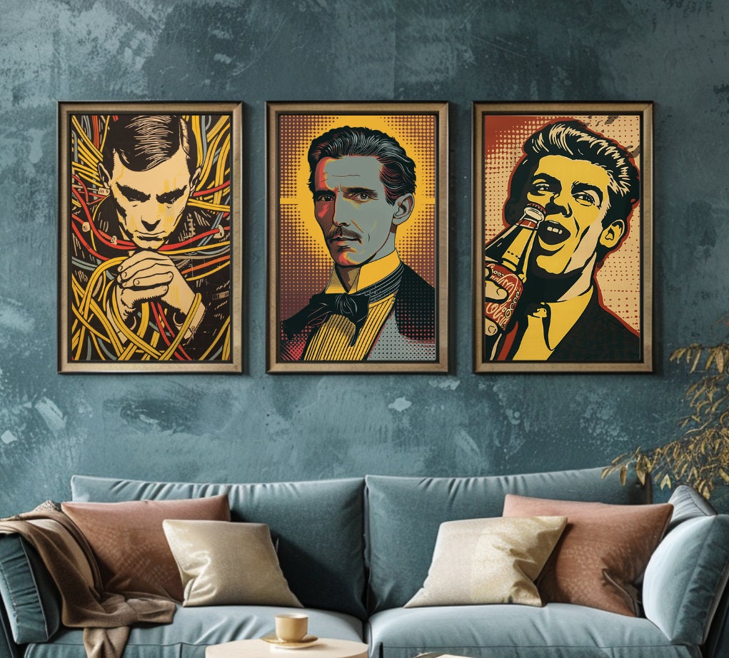 60-pack of Printable Designs in Pop-art Style Famous Inventors Art ...