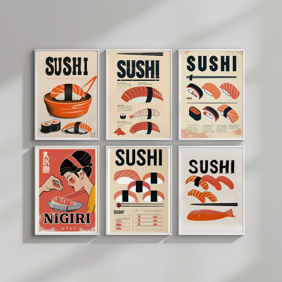 Sushi Poster Bundle for Kitchen and Restaurant Décor - 7 Premium Art ...