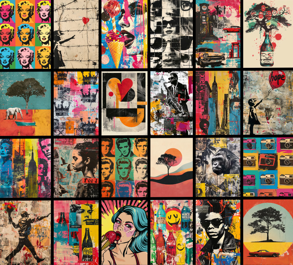 200-pack of Printable Designs in Pop-art Style Art Prints Wall Art ...