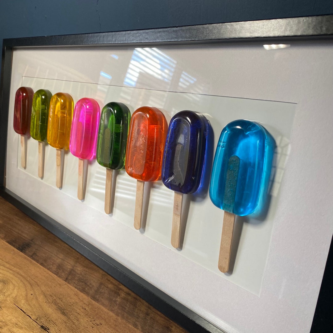 Ice Lolly Resin Wall Art, Resin Popsicle Wall Decor, Large Wall Art ...