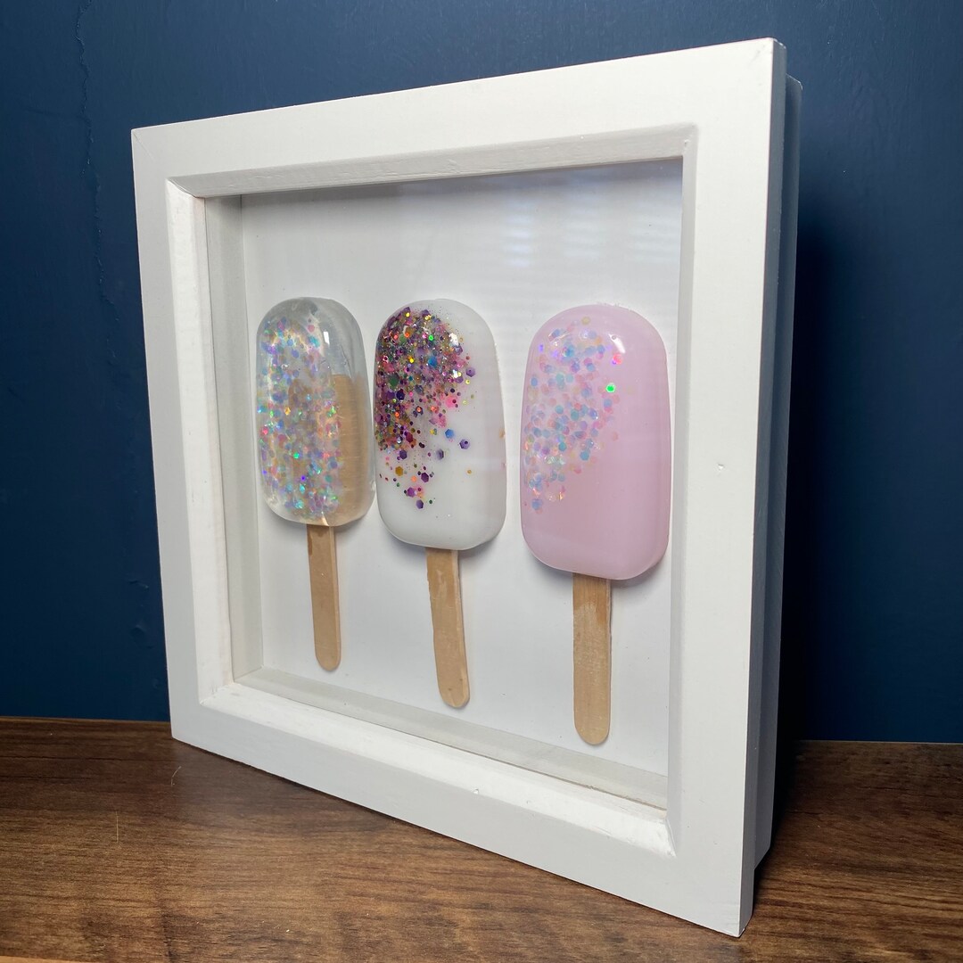 Ice Lolly Wall Art in Box Frame, Pink Popsicle Wall Art, Nursery Decor ...