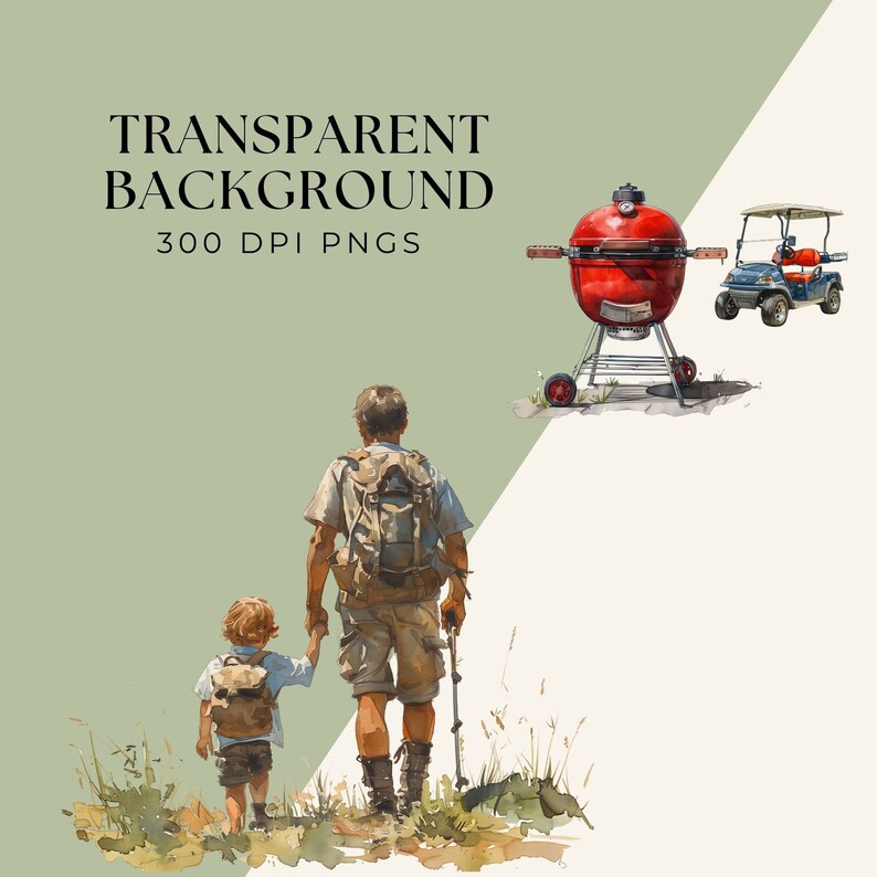 Father's Day Watercolor Clipart Gift for Dad Printable Father's Day ...