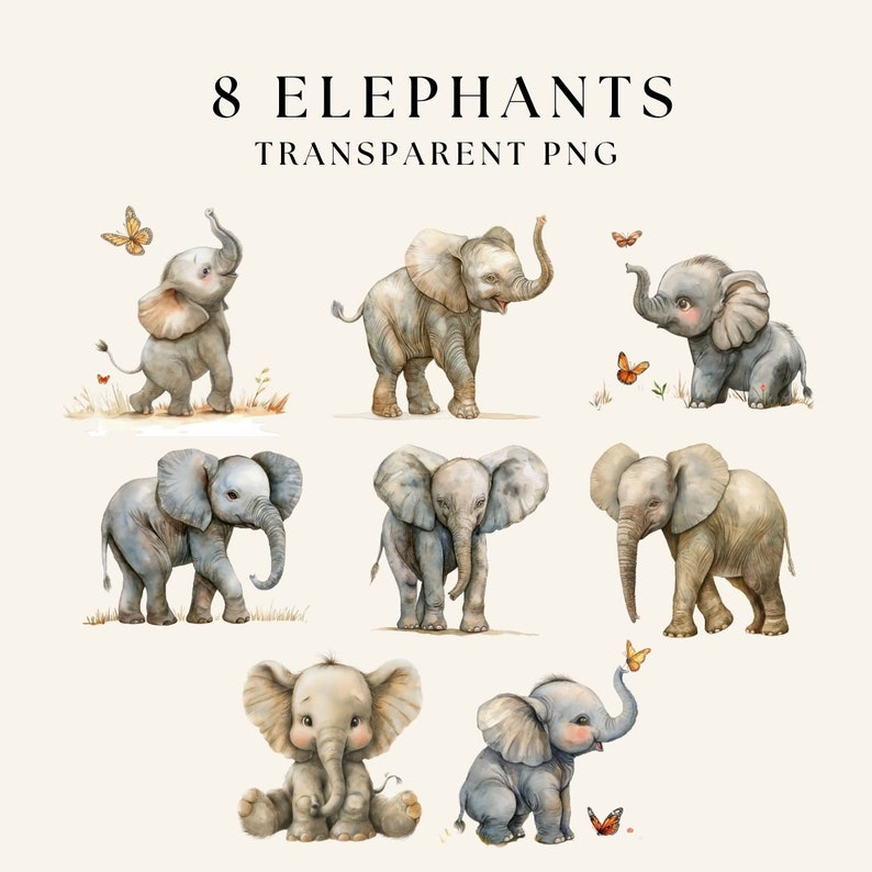 Safari Animal Clipart Watercolor Jungle Animal for Nursery Decor Cute ...