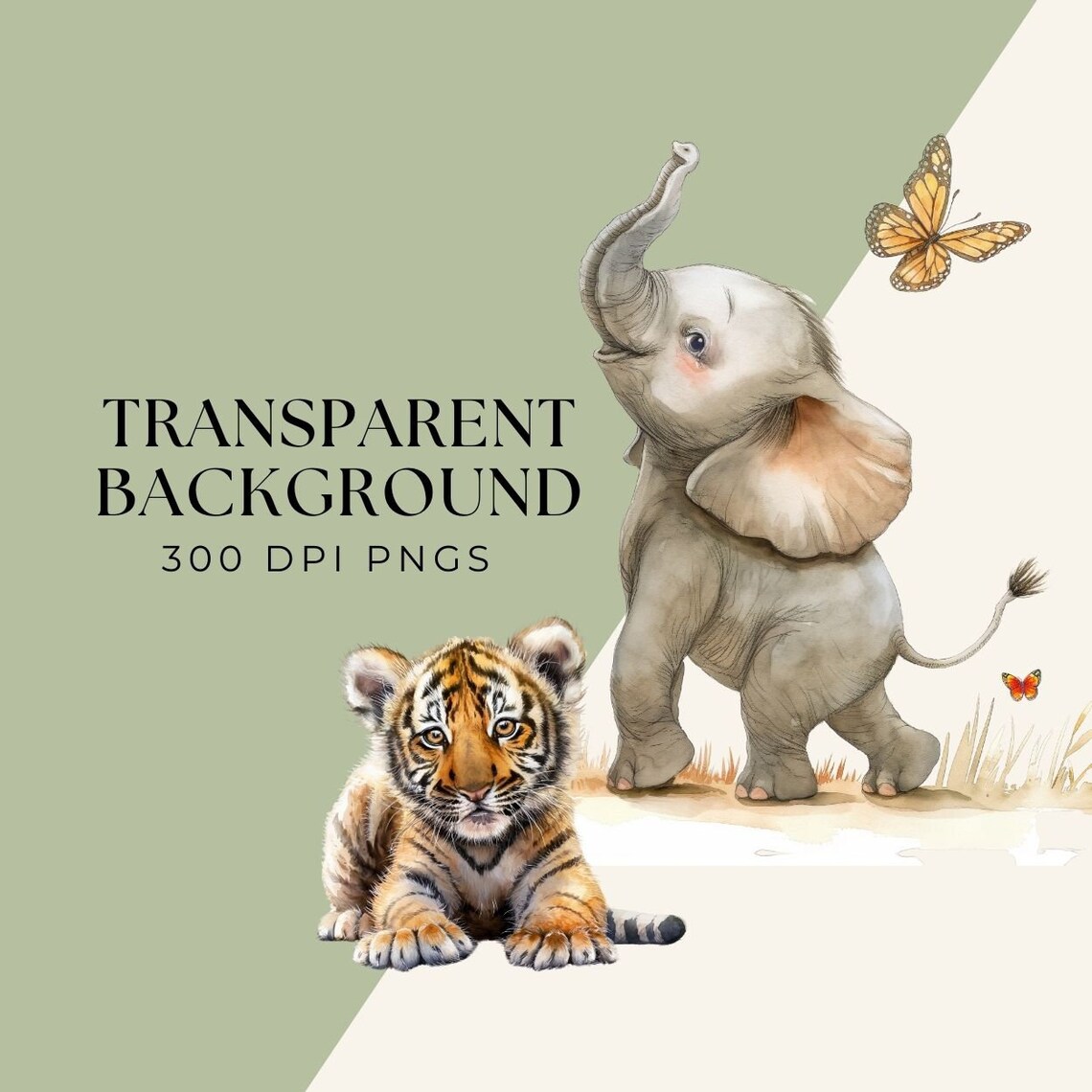 Safari Animal Clipart Watercolor Jungle Animal for Nursery Decor Cute ...