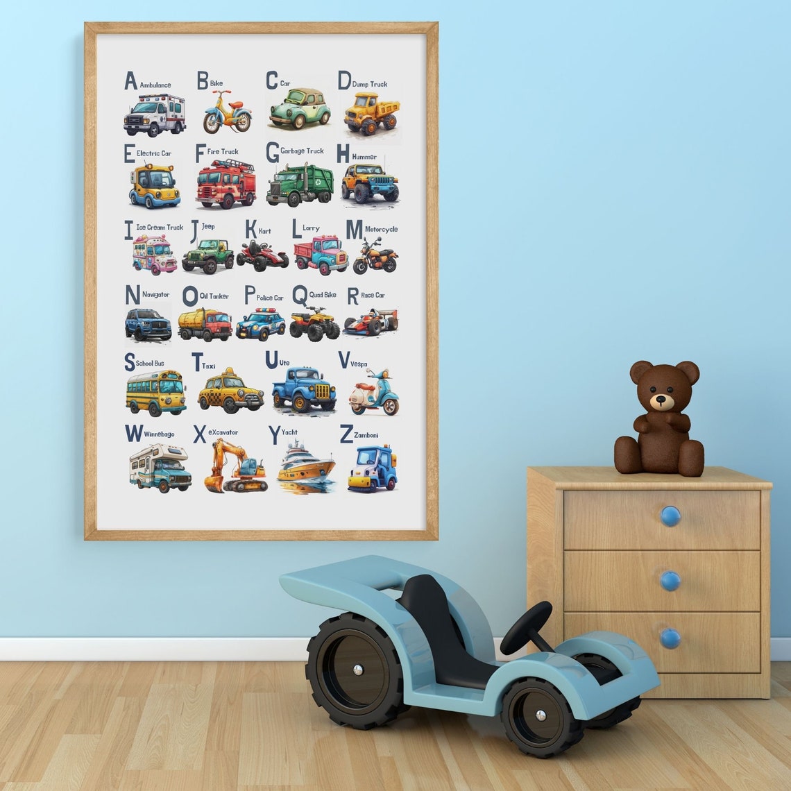 Cars Alphabet Learning Poster Printable for Preschool Classroom ...