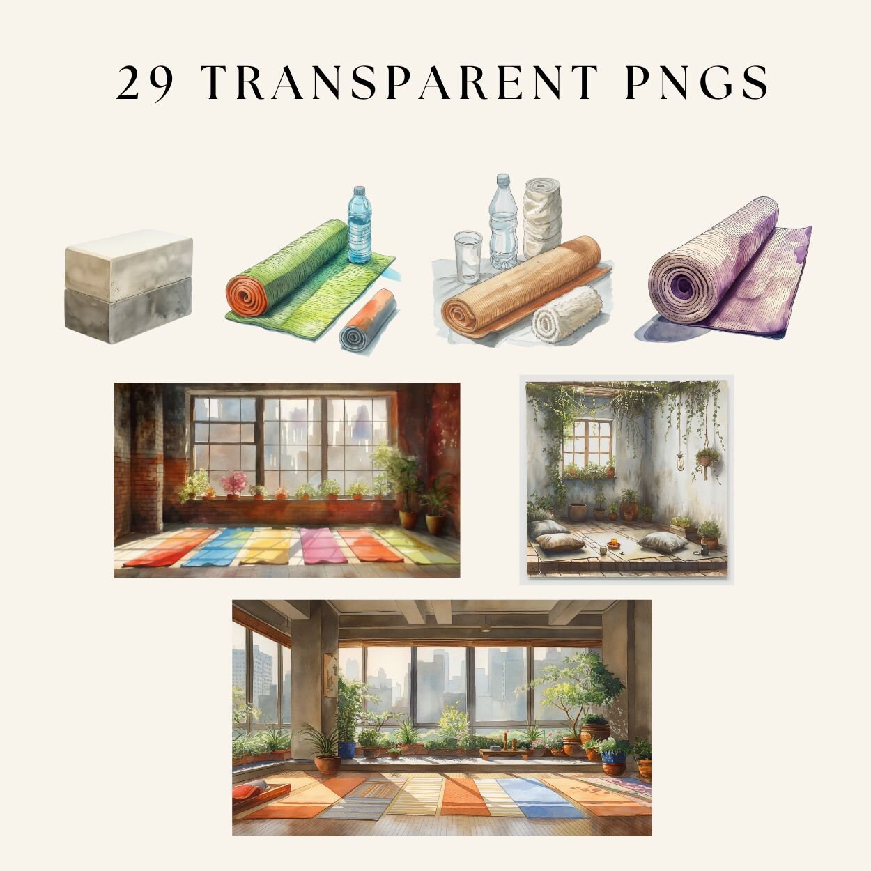 Yoga Watercolor Clipart Fitness Girls Yoga Poses Digital Download ...