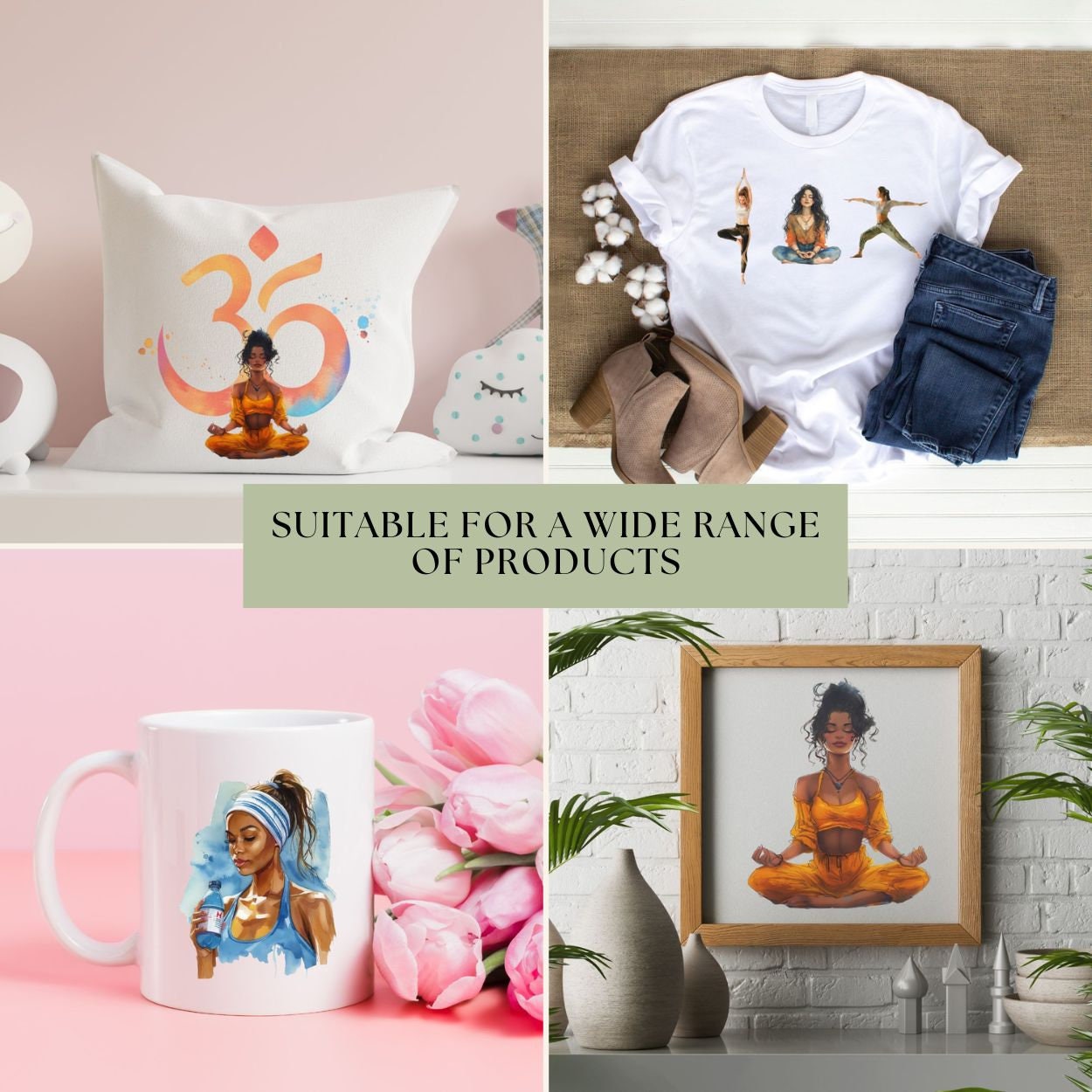 Yoga Watercolor Clipart Fitness Girls Yoga Poses Digital Download ...