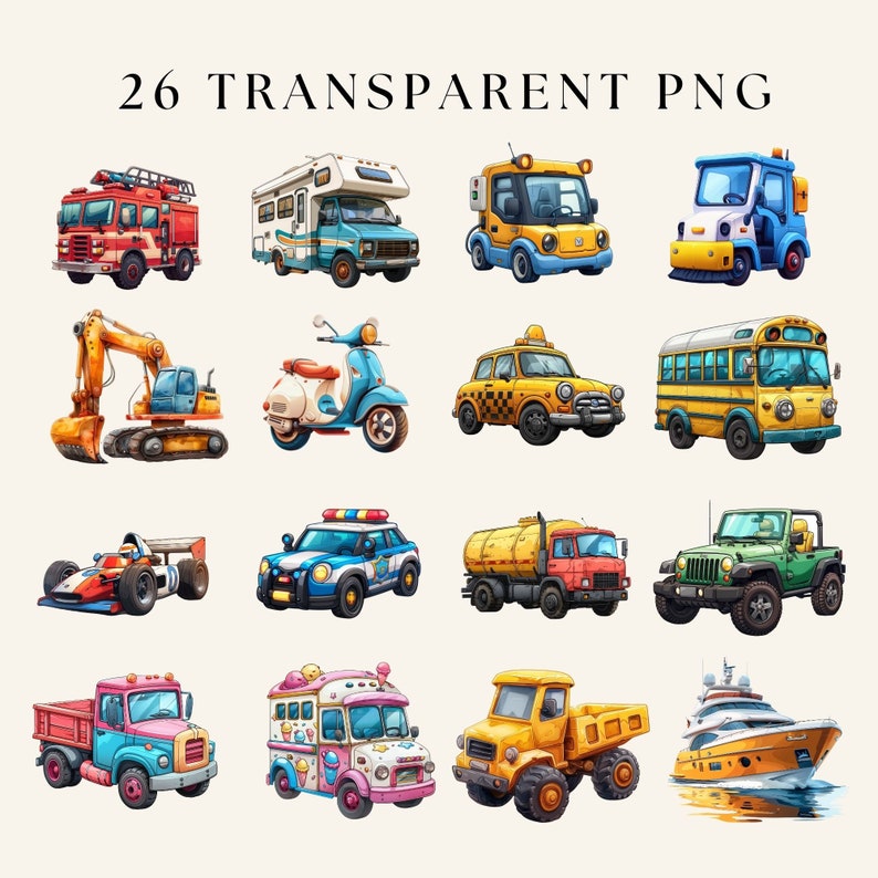 Cars Clipart Bundle for Kids Cars Birthday Party Decoration Kids ...