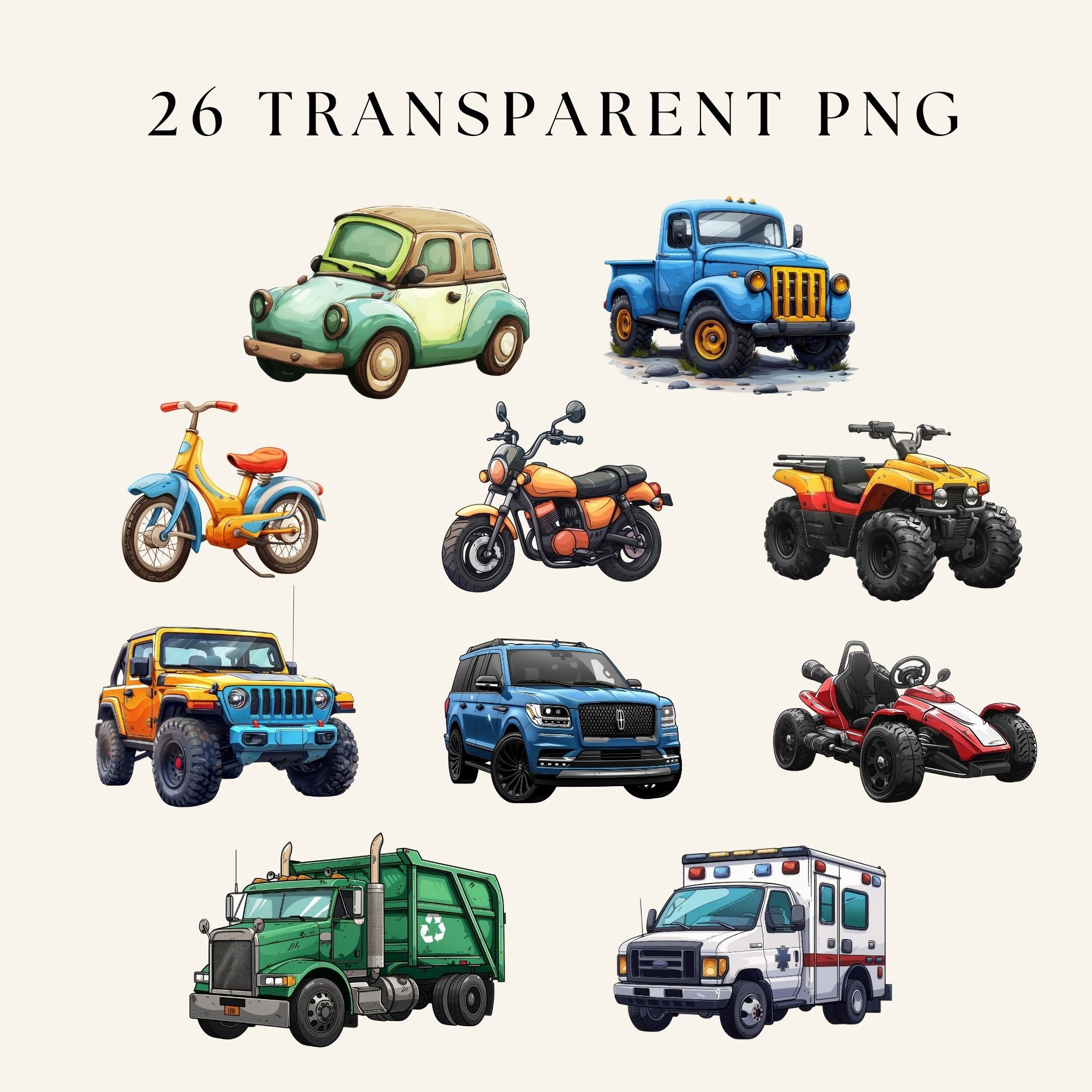Cars Clipart Bundle for Kids Cars Birthday Party Decoration Kids ...
