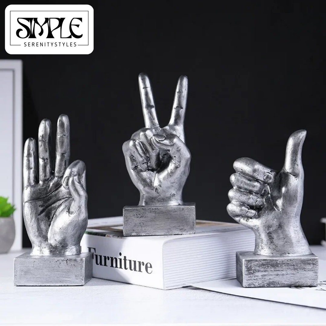 Finger Resin Statue Figurines Craft Sculptures Ornament Home Room Decor ...