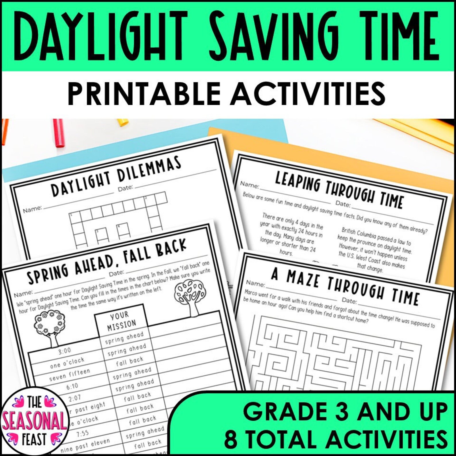 Daylight Saving Time Activities Printable Activities - Etsy