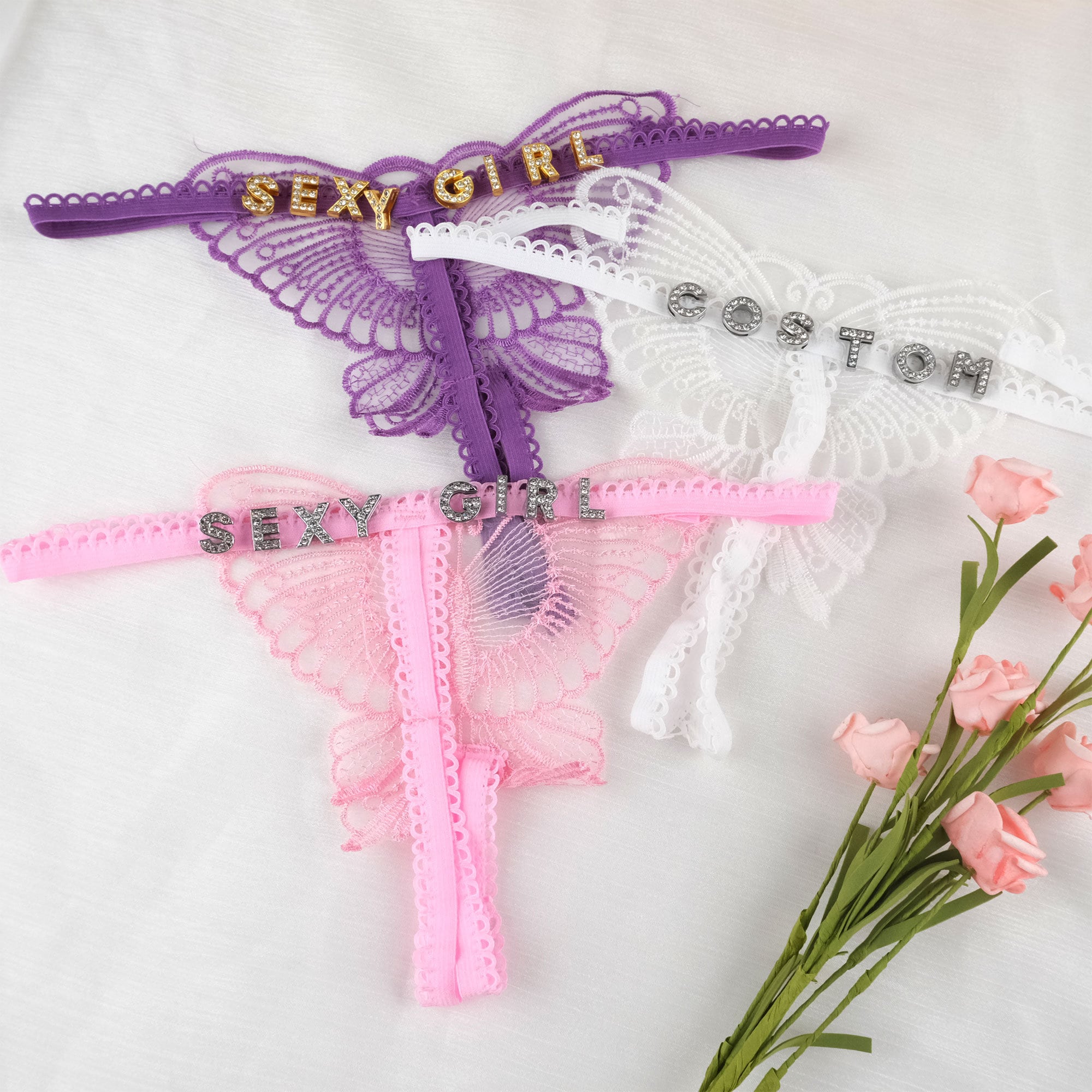 Personalized Lace Thong,custom Letters Name Thong Butterfly Women ...