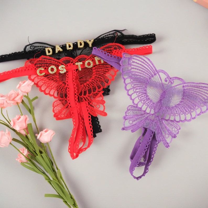 Personalized Lace Thong,custom Letters Name Thong Butterfly Women ...