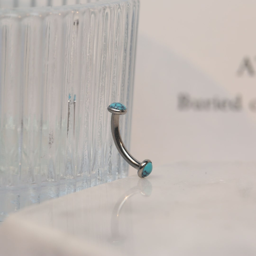 Turquoise Blue Eyebrow Studs/titanium Eyebrow Ring Jewelry/eyebrow Ring ...