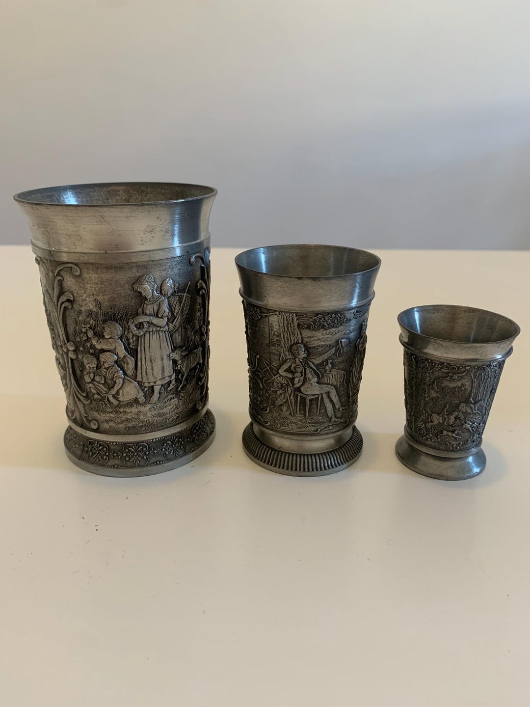 Vintage Set of 3 Pewter German Drinking Cups! - Etsy