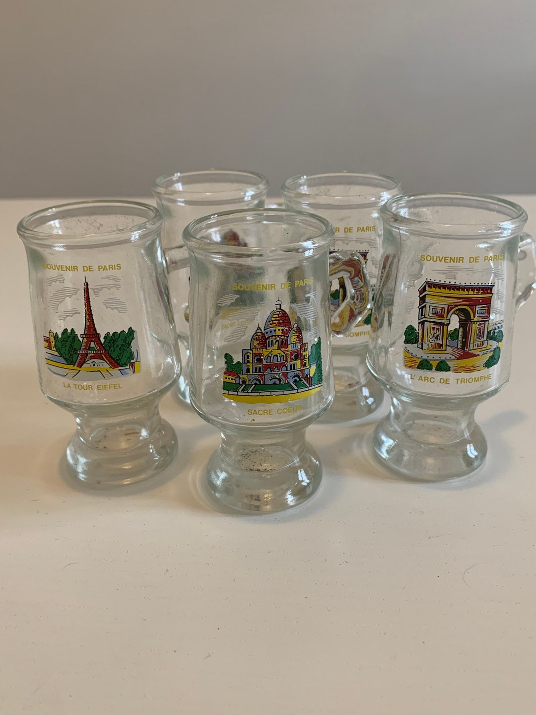 Antique Set of 5 Paris Souviner Shot Glasses - Etsy