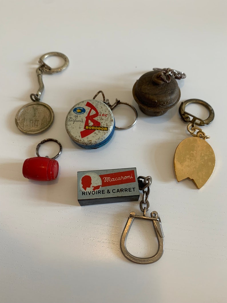 OLD Set of Six Vintage Keychains - Etsy