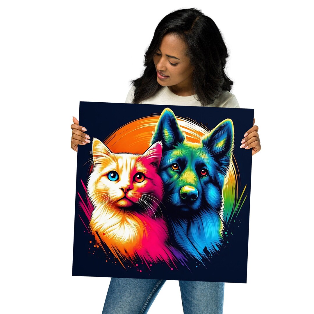 Personalized Dog and Cat Poster, Illustration, Poster, Gift Ideas, Pet ...