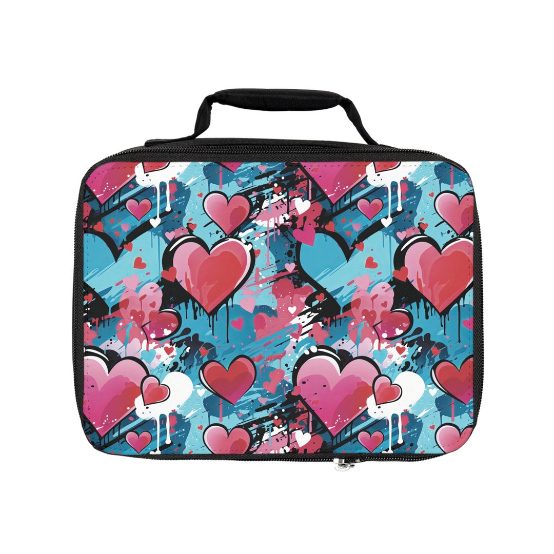 Graffiti Love Heart Lunch Bag | School Lunch Cooler | Youth Kids Lunch ...