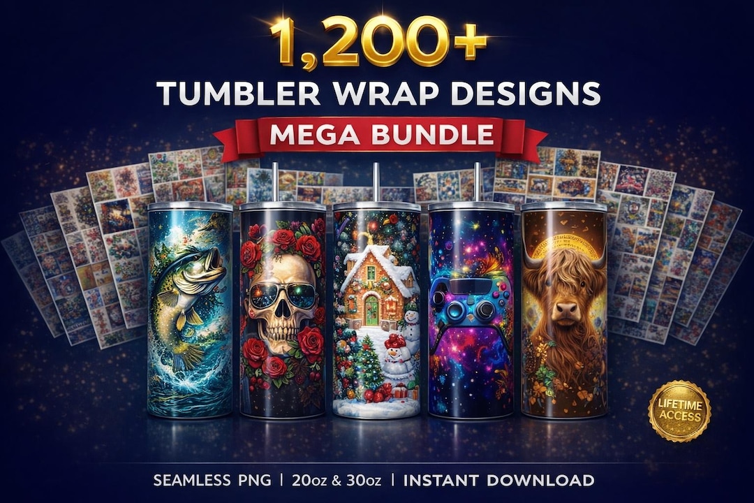 1200+ Tumbler Sublimation Designs Mega Bundle: 20oz 30oz Seamless PNG ...
