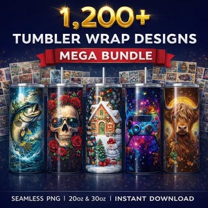 1200+ Tumbler Sublimation Designs Mega Bundle: 20oz 30oz Seamless PNG ...