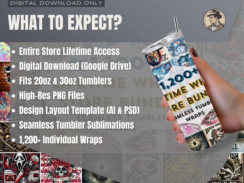 1200+ Tumbler Sublimation Designs Mega Bundle: 20oz 30oz Seamless PNG ...