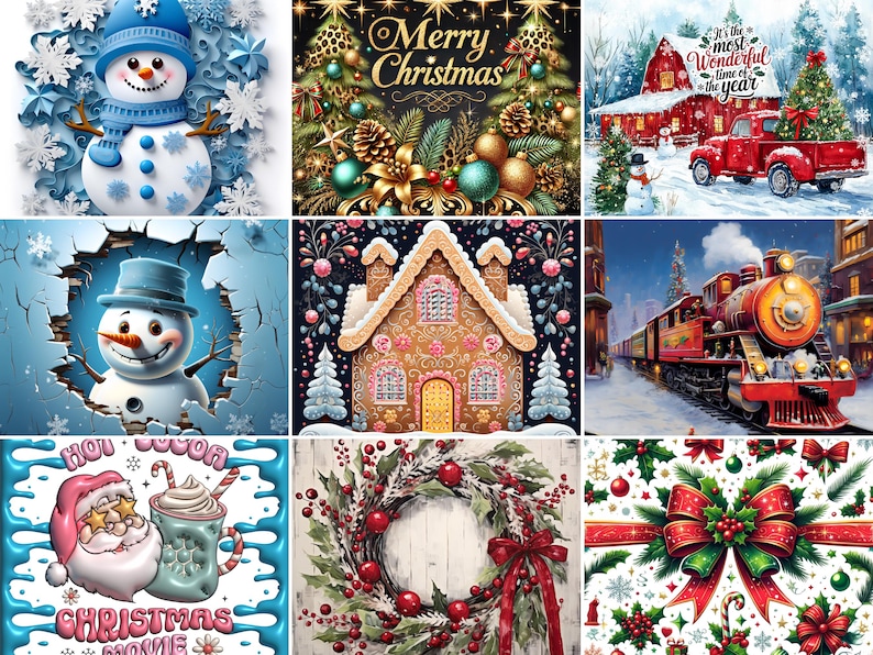 80+ Christmas Tumbler Wrap Designs: Seamless PNG Bundle (digital ...