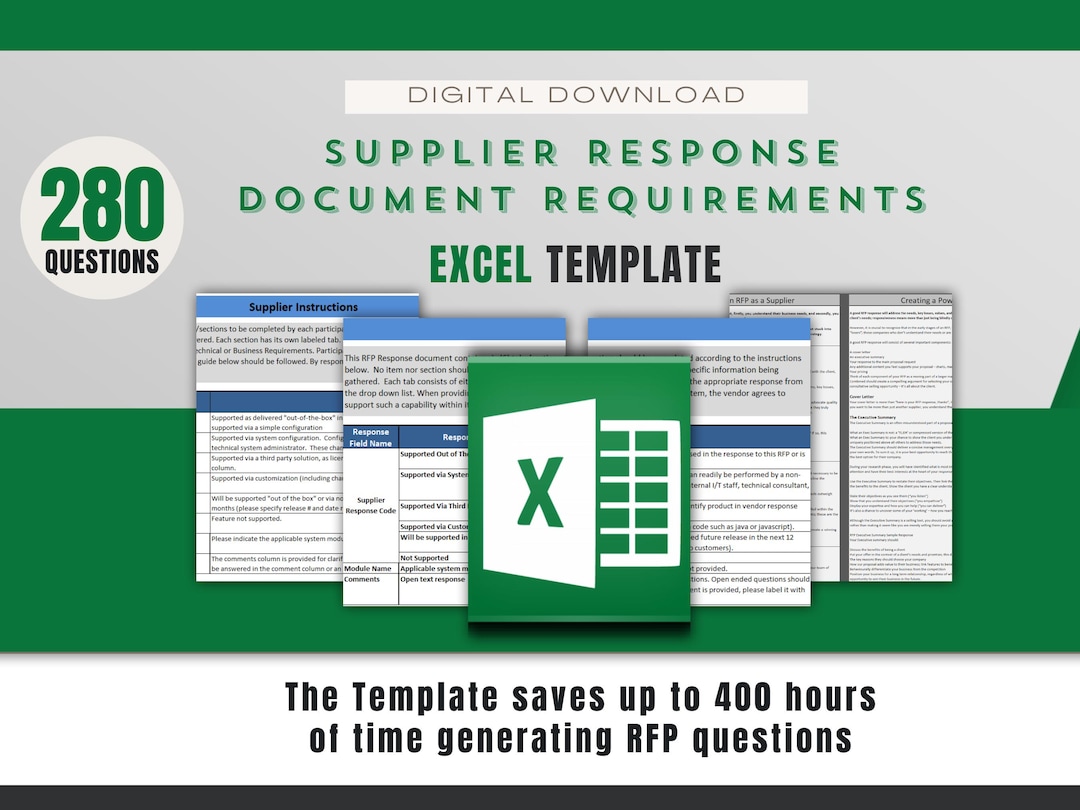 Tech Freelancer RFP Template: Supplier Response Questionnaire (excel ...