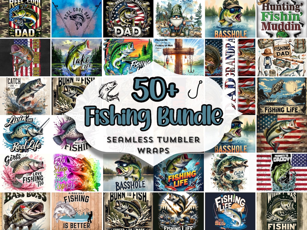 Fishing Tumbler Sublimation Designs: 50+ PNG Wraps (digital Download ...