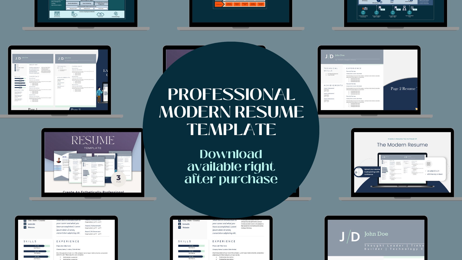 Professional Modern Resume Template for Microsoft Word, 1 Page Resume ...