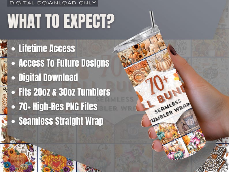 Fall Tumbler Sublimation Designs: 20oz 30oz PNG Wraps (digital Download ...