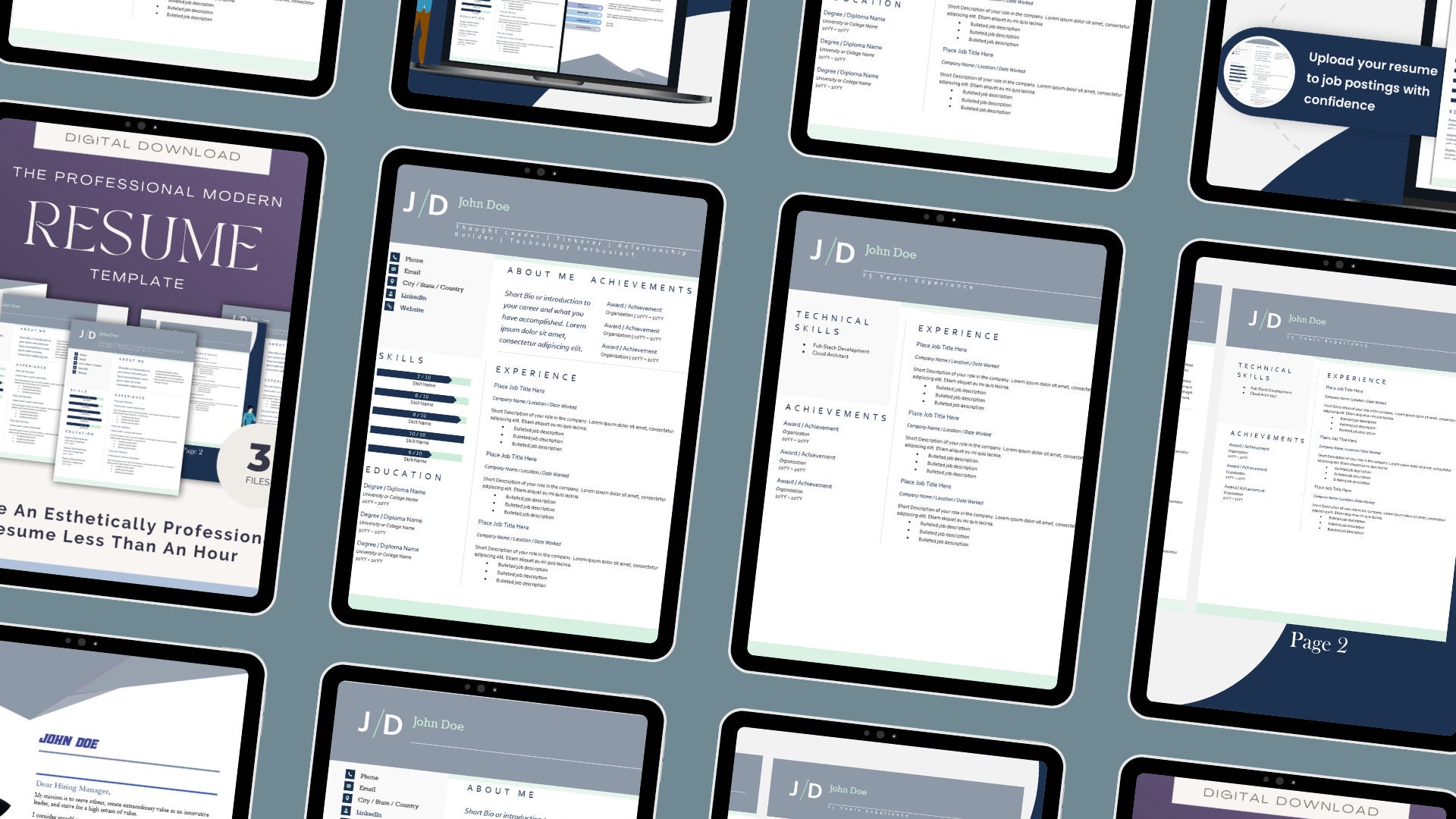 Professional Modern Resume Template for Microsoft Word, 1 Page Resume ...