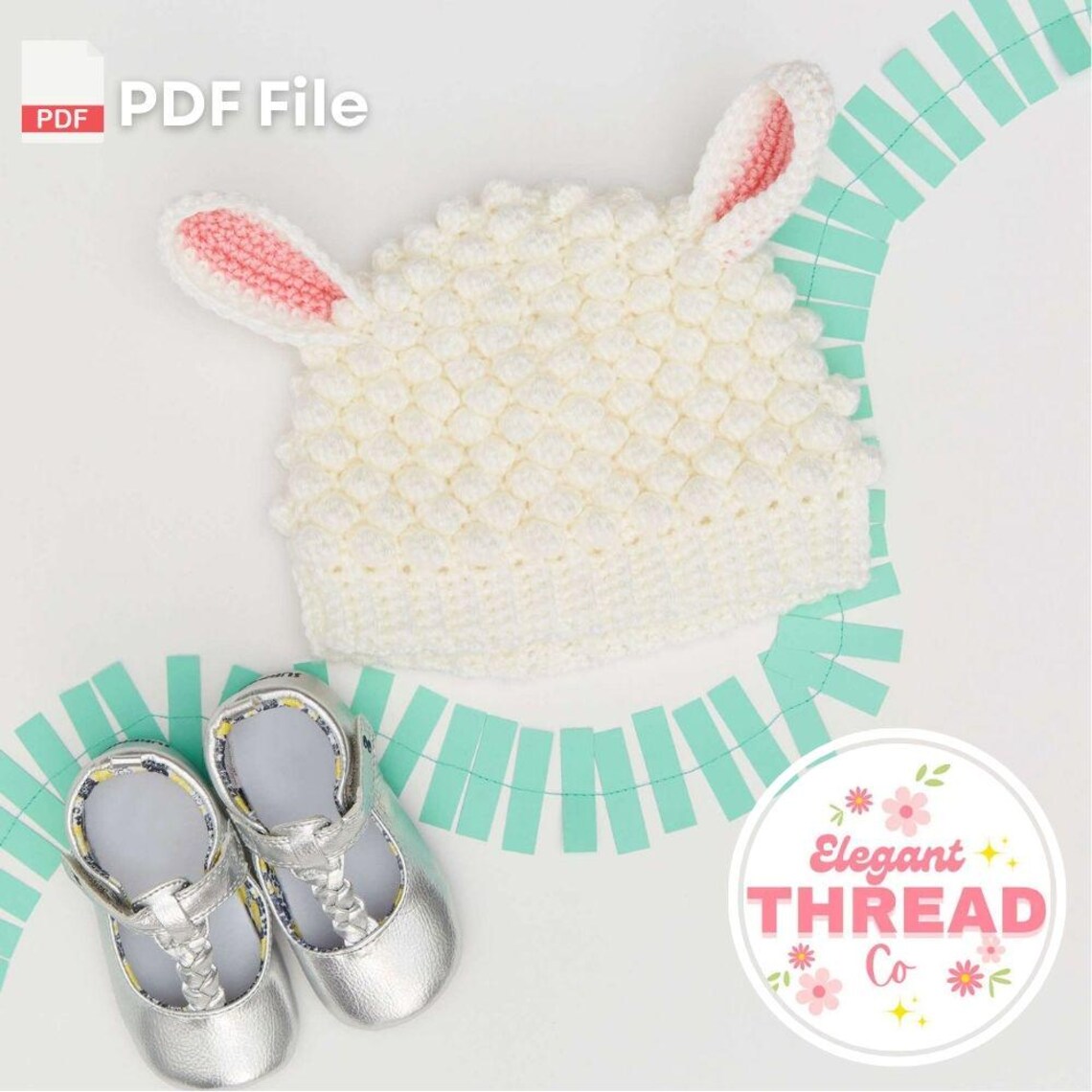 Crochet Lamb Hat Pattern – Beginner Baby Beanie With Ears (PDF Pattern ...