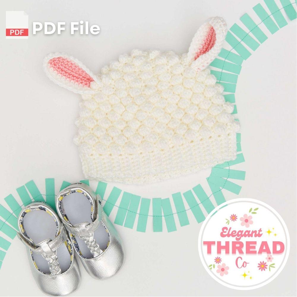 Crochet Lamb Hat Pattern – Beginner Baby Beanie With Ears (PDF Pattern ...