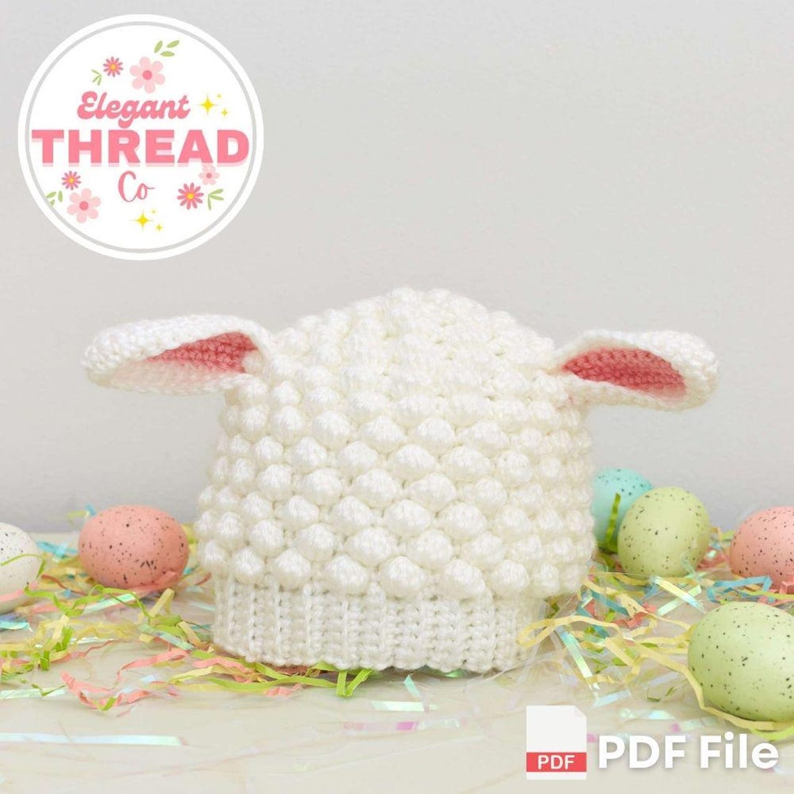 Crochet Lamb Hat Pattern – Beginner Baby Beanie With Ears (PDF Pattern ...