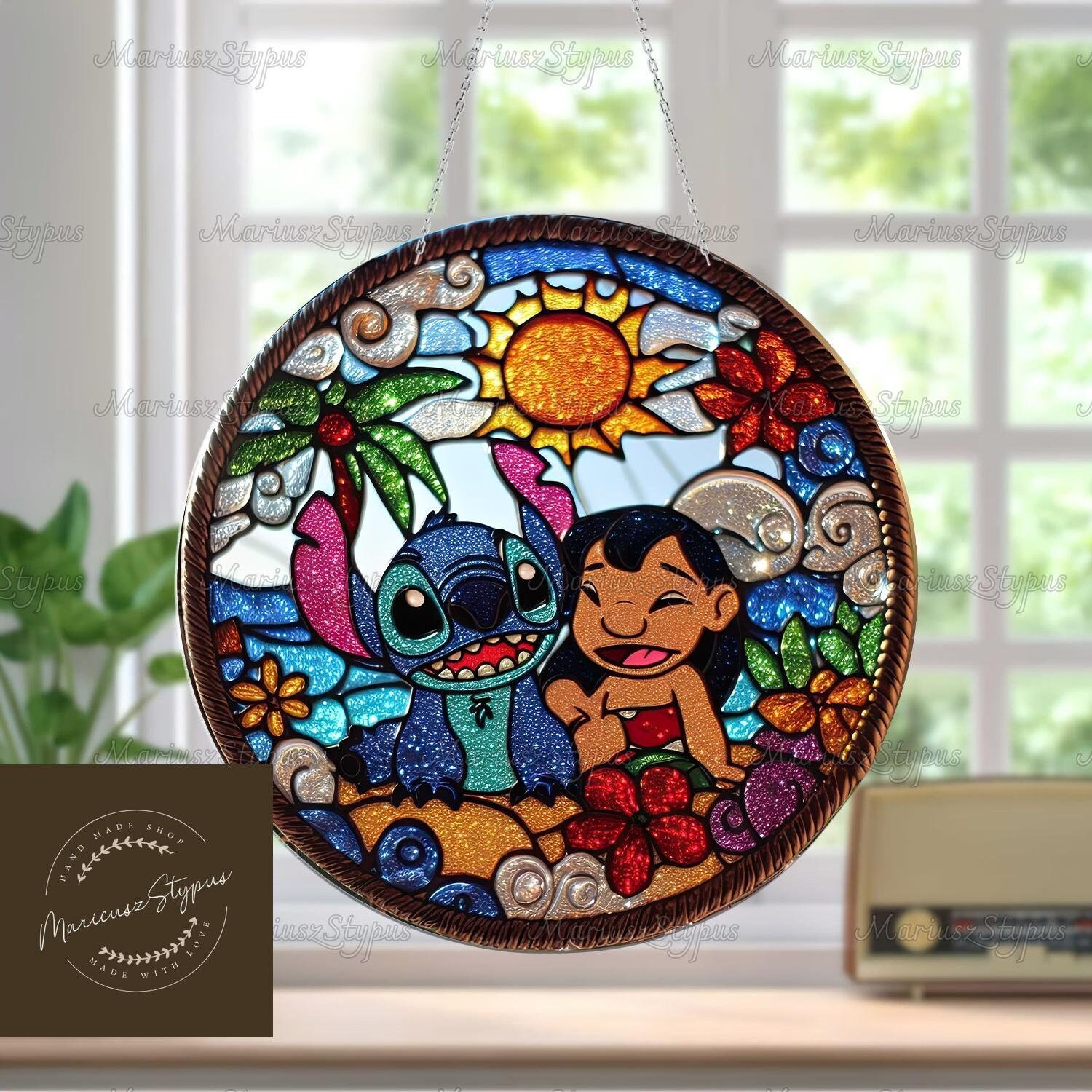 Stitch and Lilo Ornament, Stitch Acrylic Window Decor, Stitch Window ...