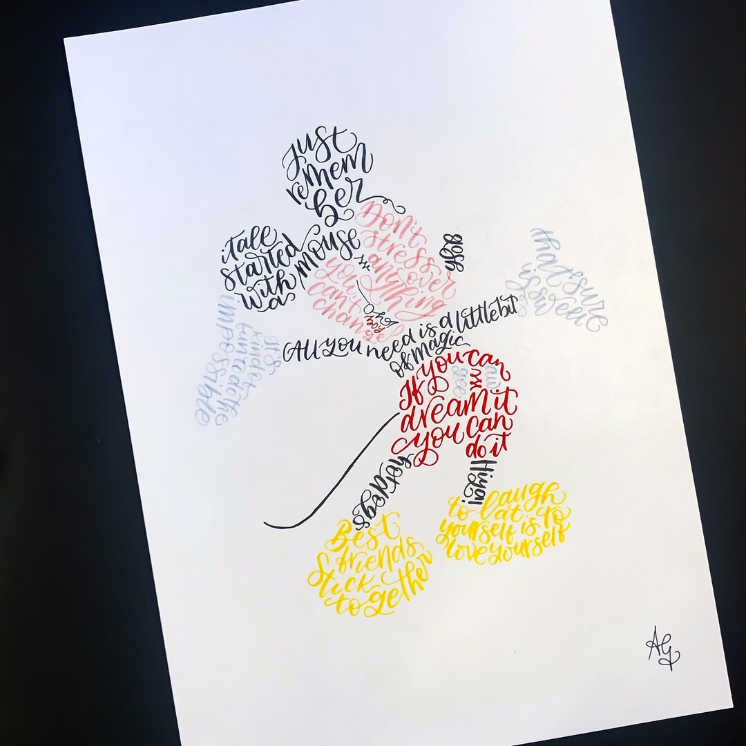 Mickey Mouse Calligram - Etsy