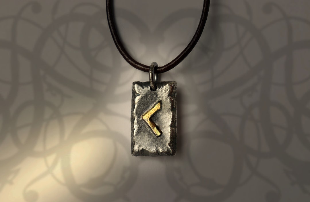 Kaunan 'K' Rune Necklace - Emotional Healing Talisman | Norse Mythology Jewelry | Power Charm ...