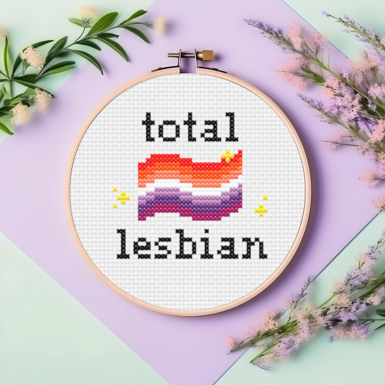 Simple Cross Stitch Pattern - TOTAL LESBIAN - Gay Crafts - LGBTQ ...