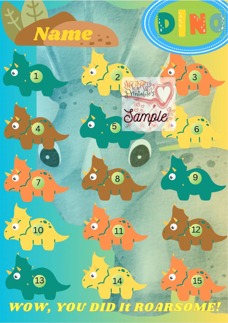 Children’s Dinosaur Printable Sticker Reward Chart - Etsy Australia